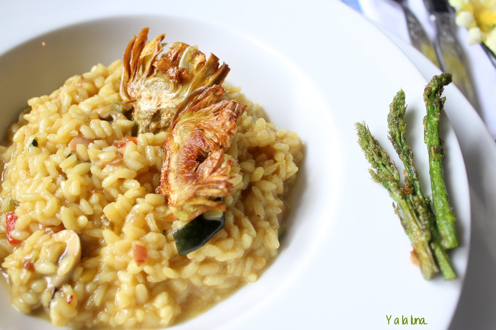 Y a la luna se le ve ve el ombligo...: Risotto con chip de alcachofas y ...