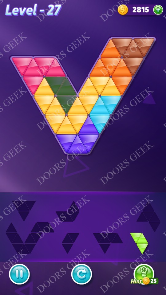Block! Triangle Puzzle Advanced Level 27 Solution ~ Doors Geek