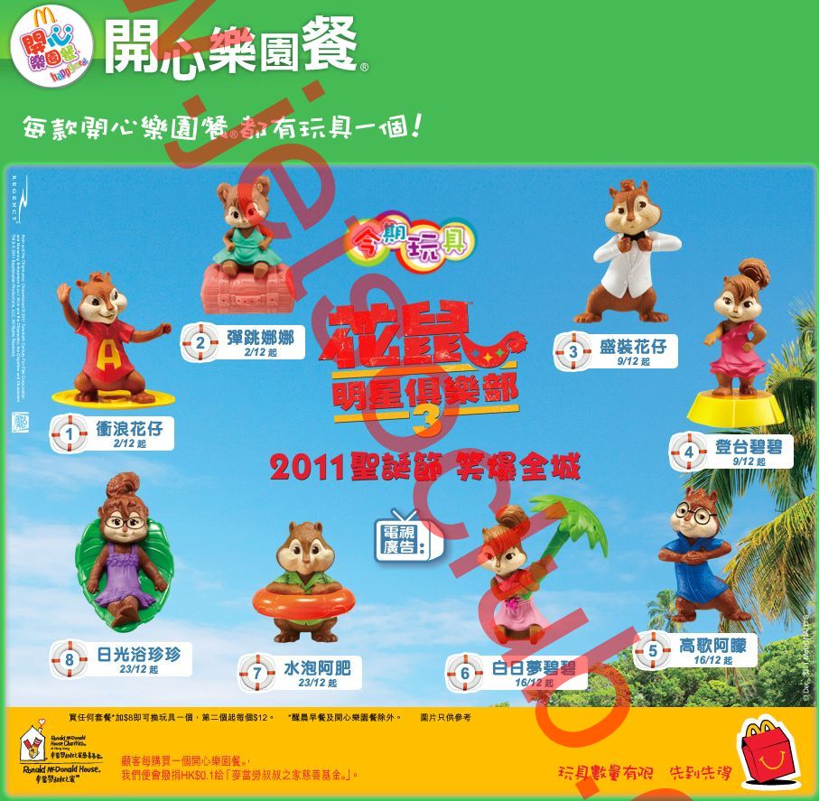 麥當勞:開心樂園餐 今期玩具『花鼠明星俱樂部3』(至2912) Jetso Club 著數俱樂部