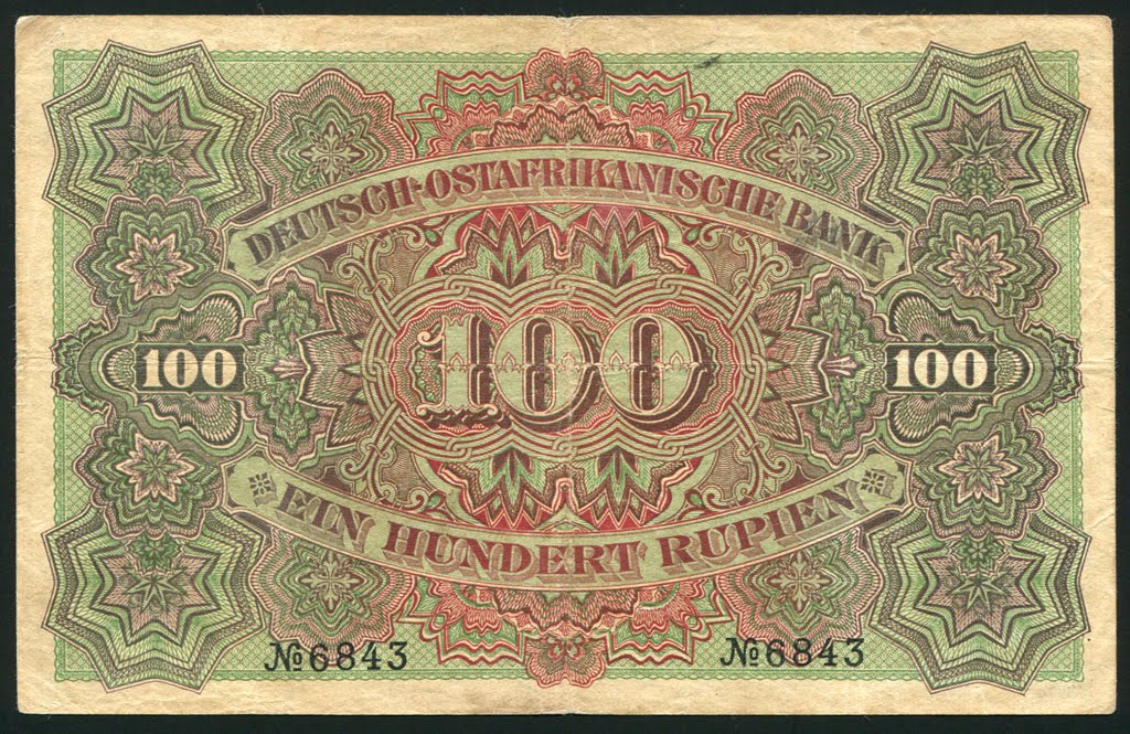 German East Africa banknotes 100 Rupien note of 1905, Wilhelm II ...