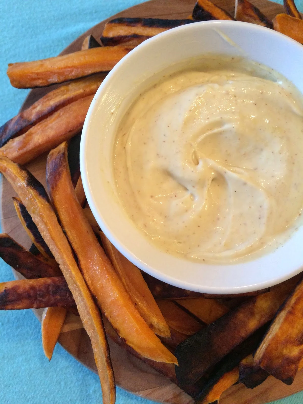 Savory Moments: Baked sweet potato fries with creamy maple mustard ...