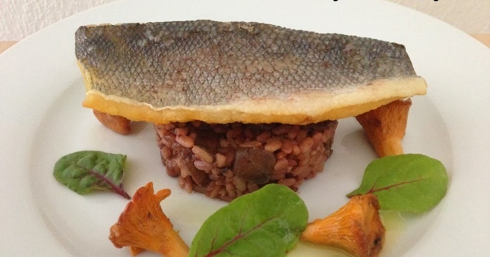 Jolie Plate: Filet de loup de mer, risotto au vin rouge et champignons