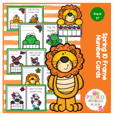 Spring 10 Frame Number Cards (5 Sets) ~ Preschool Printables