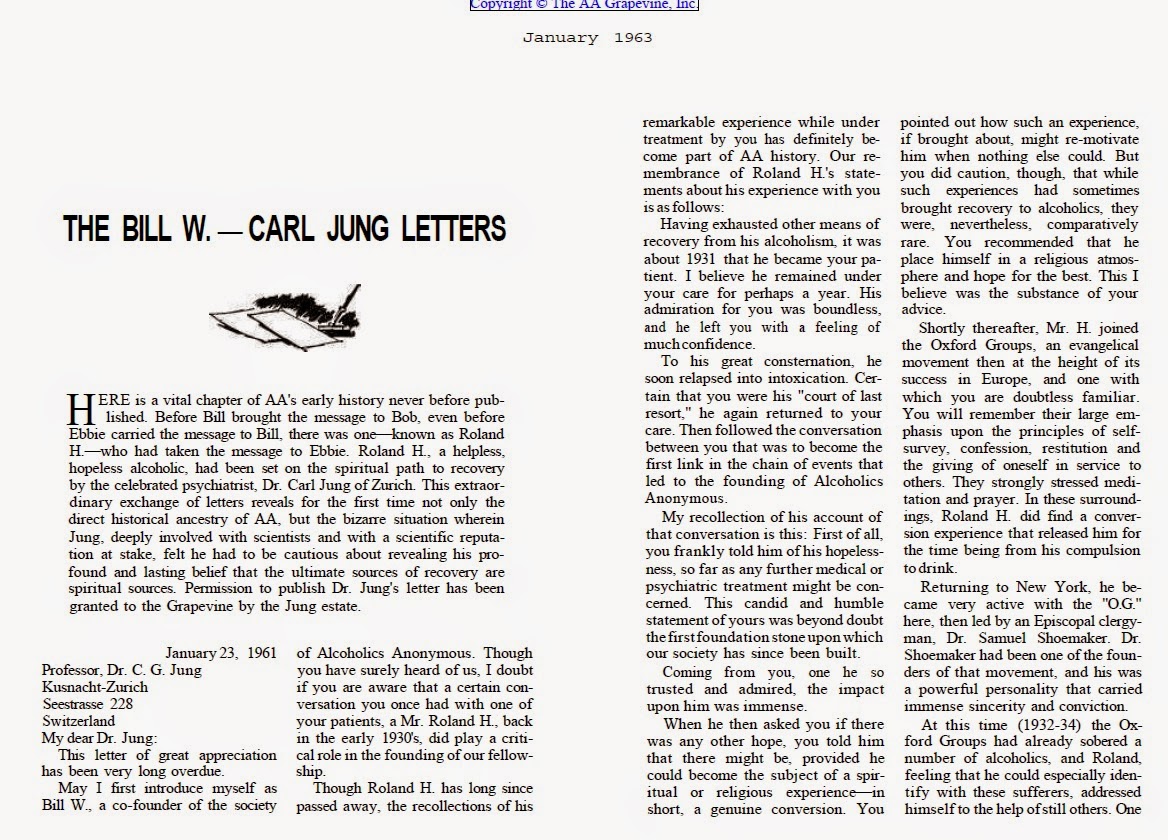 aacultwatch: The Bill W - Carl Jung Letters, January, 1963, Bill W