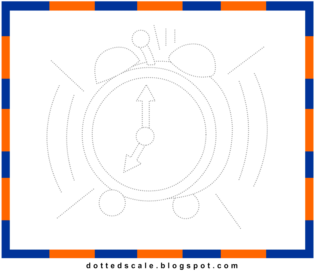 Printable Dotted Drawing Pictures: Clock Dotted for kids