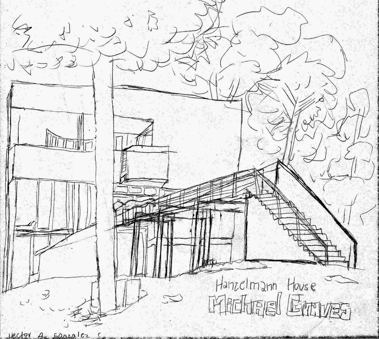 Primer avance del proyecto final: Boceto de Hanselmann House