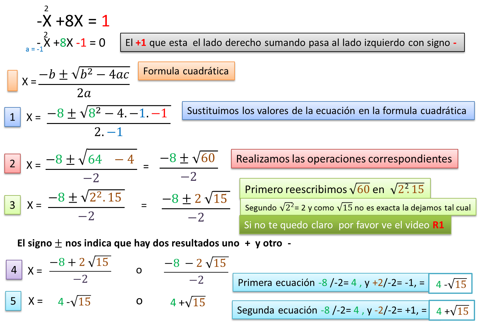 Ecuaciones de segundo grado, formula general. Ejercicio 3 ~ sustraendo h