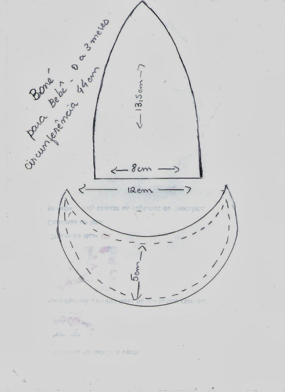 COISAS DE BEBÊ: Molde Boné Infantil Grátis