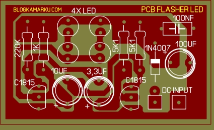 PCB Layout LED Flasher untuk motor atau Hobby – BLOGKAMARKU
