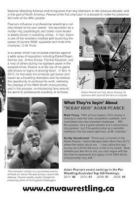 NWA Worlds Heavyweight Champion Adam Pearce featured in CNWA Magazine ...