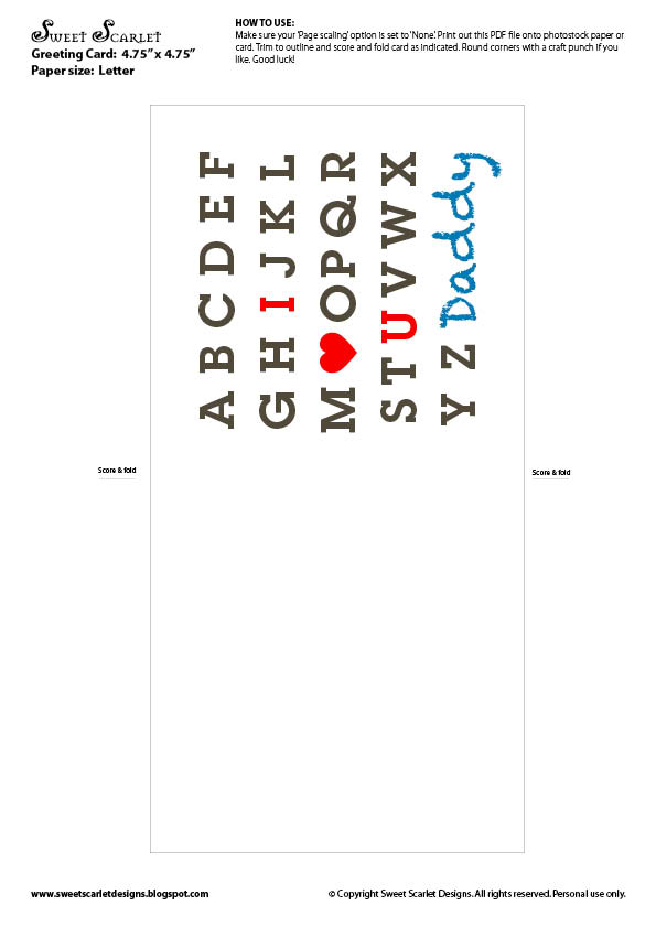 Sweet Scarlet: FREE Printable Father's Day Card