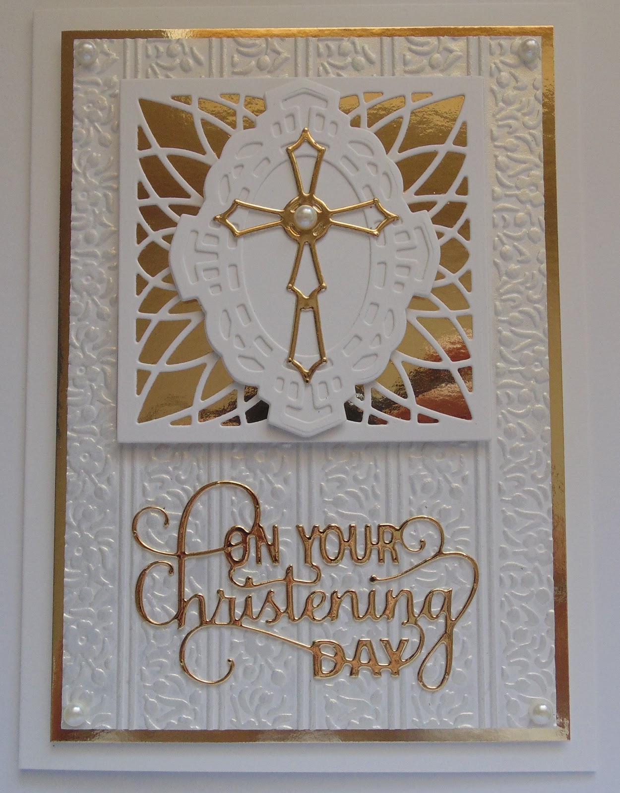 Inky Finger Zone: Elegant Cross Card for a Christening