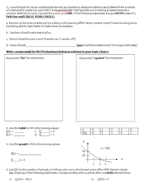 Math Teacher Mambo: First Day Precalculus