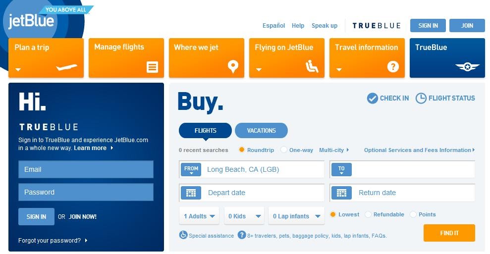 Vacation Barefoot Travel Blog: Jetblue has the fastest airline website!