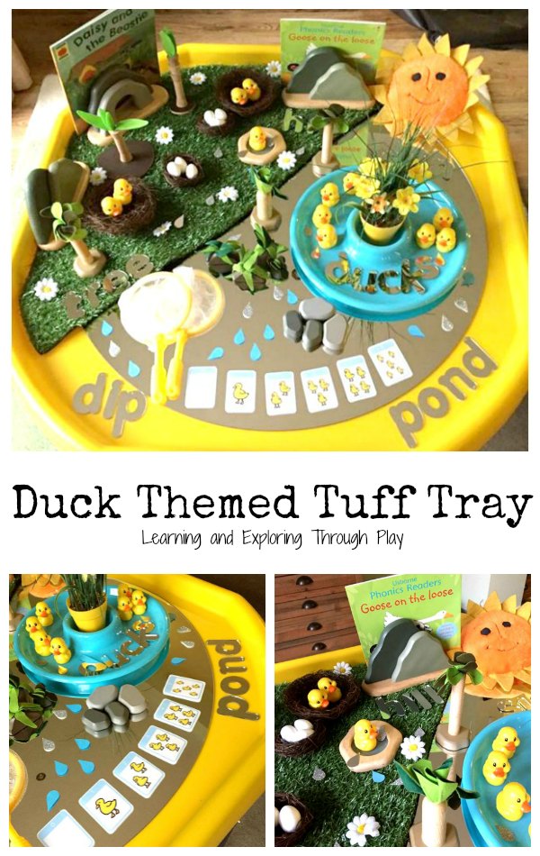 Learning and Exploring Through Play: Duck Themed Spring Tuff Tray