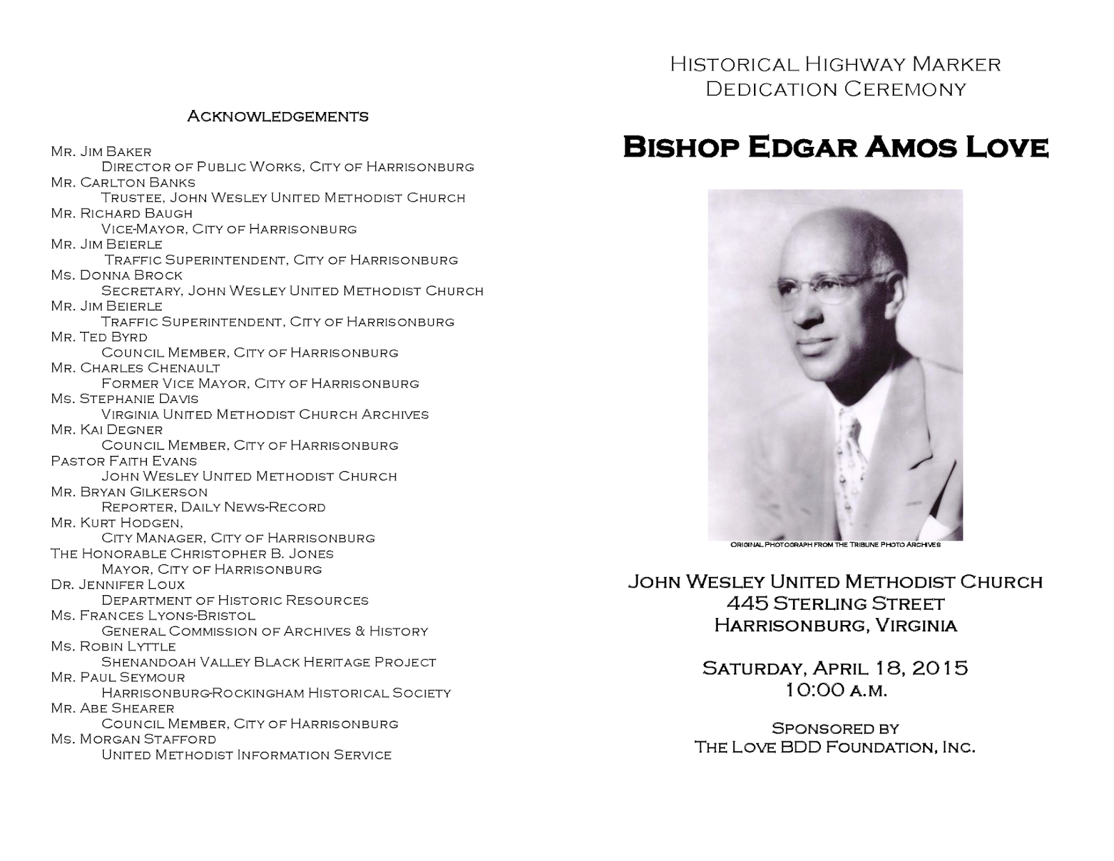 Love BDD Foundation, Inc: Historical Highway Marker Dedication Ceremony ...