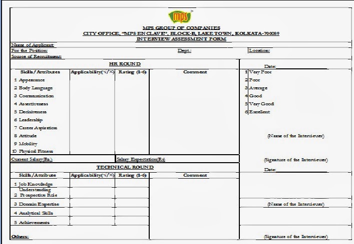 HUMAN RESOURCE : Interview assessment Form
