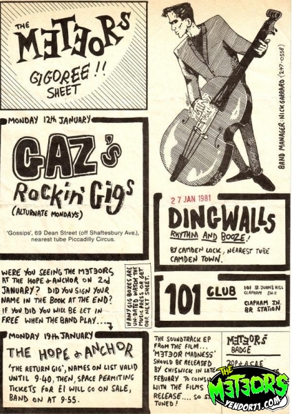 The Meteors - Gigs 1980 - 1985.: The Meteors - Gigs 1981