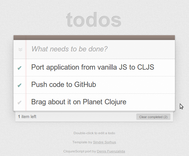 Github Dfuenzalidatodo Cljs A Port Of The Javascript Todos App