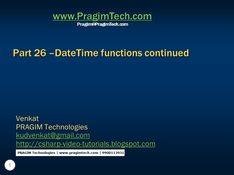 Sql Server Net And C Video Tutorial Part 26 Datetime Functions Continued