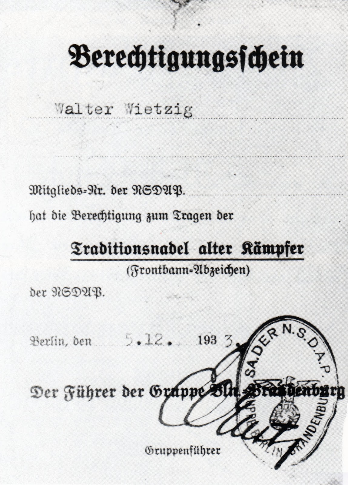 Ailsby Collection: Frontbann Badge