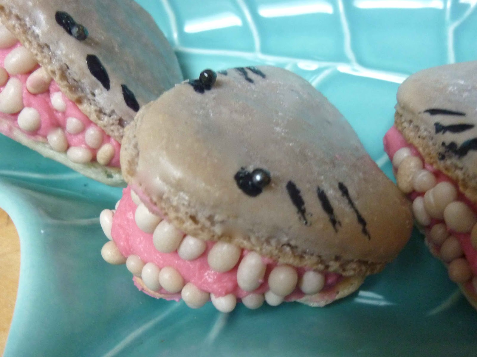 Great White Shark Macarons with Pink Sea Salt Caramel Filling for ...