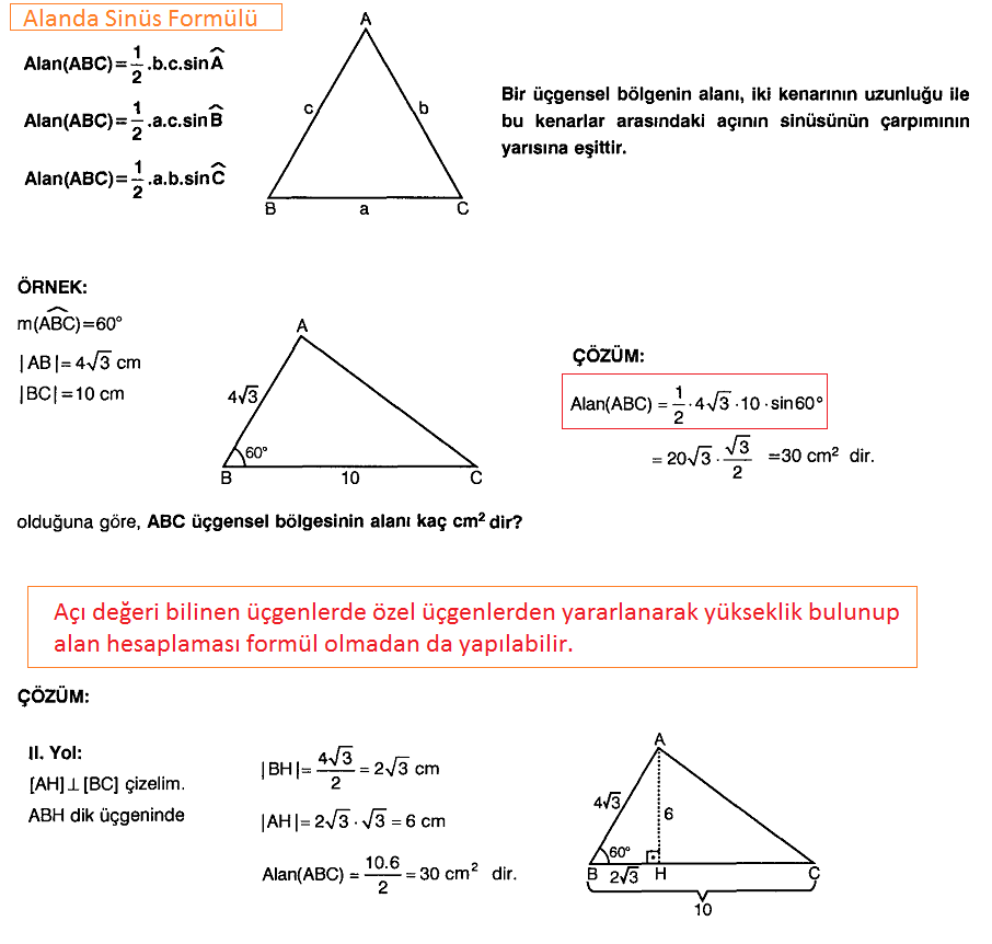 Üçgenin Çevrel Çember-Sinüs Alan Formülü « Net Fikir