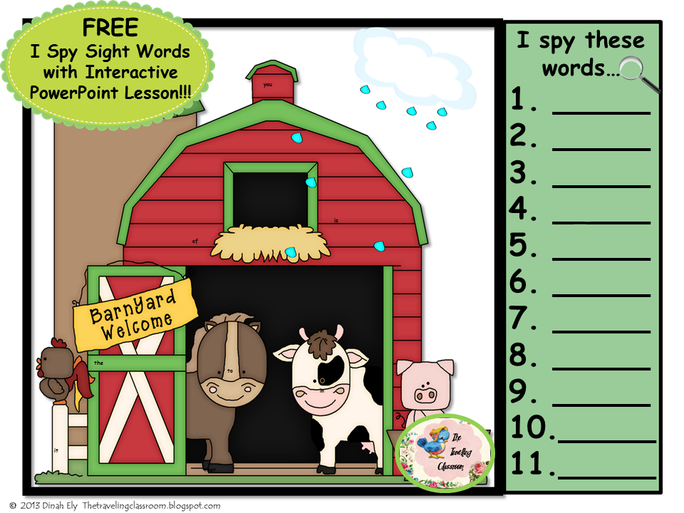 The Traveling Classroom: FREE I Spy Sight Words with Interactive ...