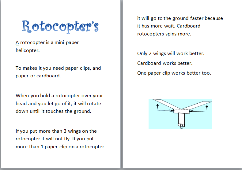Learning with Mrs Nicholson: Rotocopter