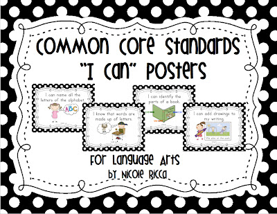 Mrs. Ricca's Kindergarten: Common Core "I Can" Posters {Giveaway!}