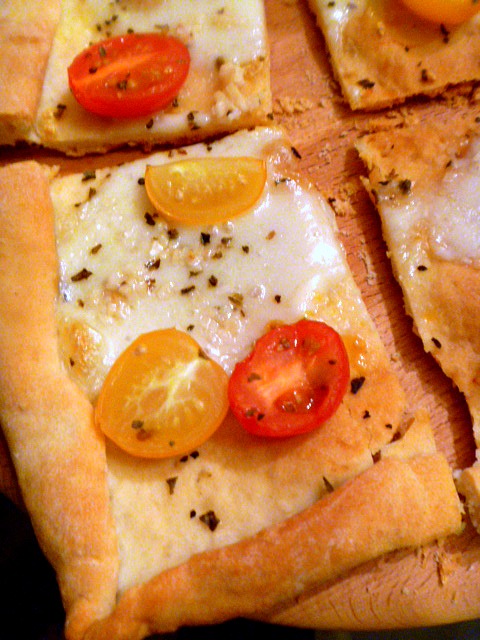 Slice of Southern: Tomato, Basil, and Mozzarella Flatbread