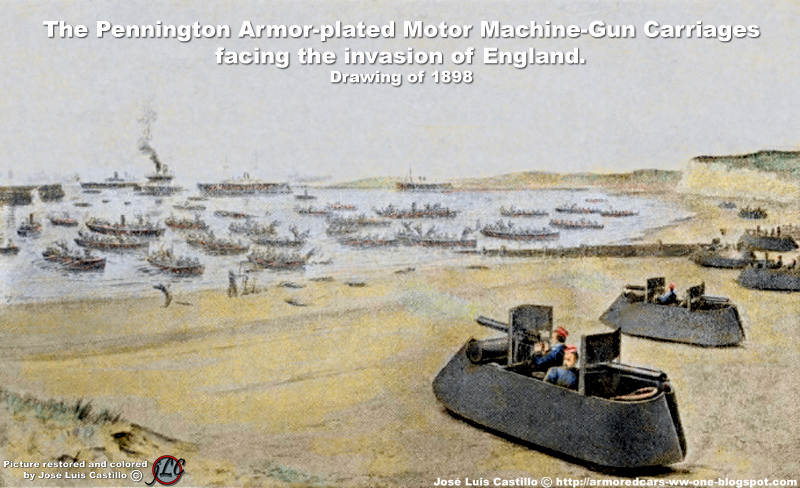Armored Cars in the WWI: US 1896 Pennington Armored Cars defending the ...