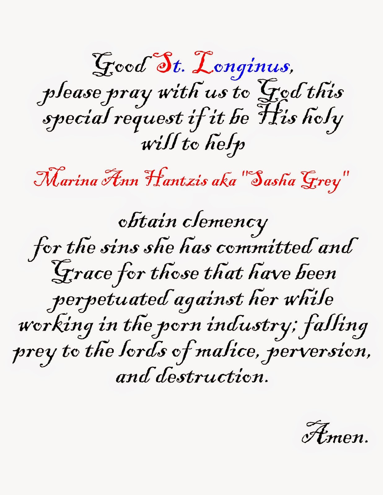 St Longinus Recovery Resources, Inc: Clemency & Grace Prayer