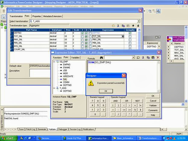 Aggregator Transformation in Informatica