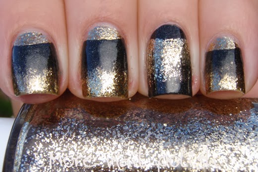 Black and gold half moon gradient ~ More Nail Polish
