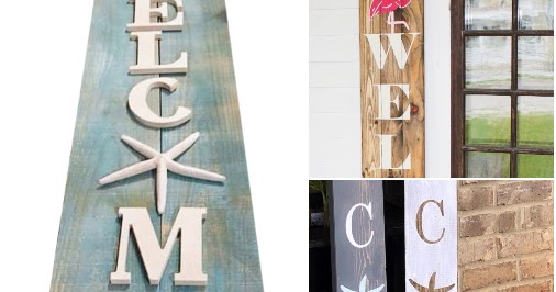 Vertical Wood Plank Welcome Signs with a Coastal Beach & Sea Life Theme ...