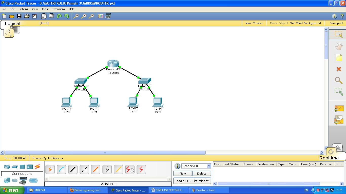ARIF BLOG: SIMULASI SETTING ROUTER DENGAN PACKET TRACER (TUGAS JARKOM II)