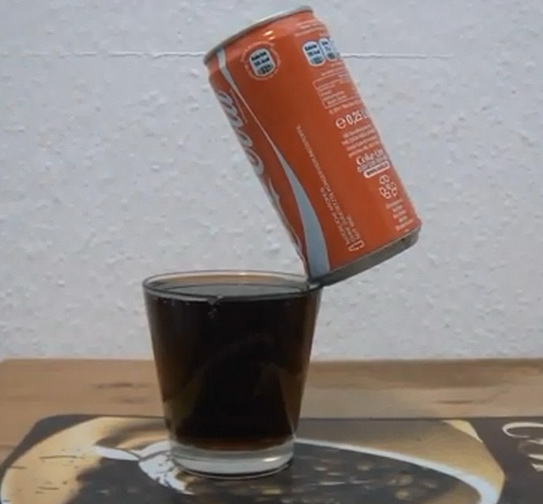 FunChoice: Coke Can Balancing on Edge of a Glass