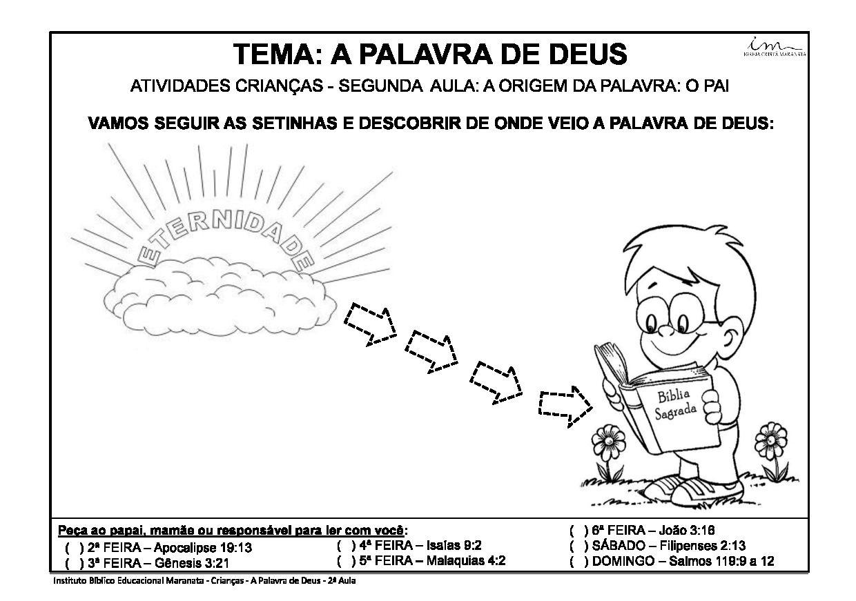 Cristo é a rosa mais bela: ATIVIDADE PARA 2ª AULA- MAIO- 2019 A PALAVRA DE DEUS