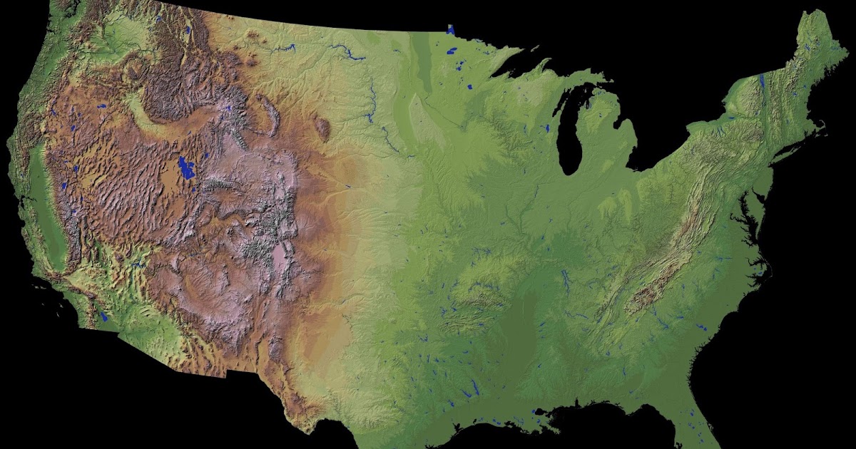 National elevation data set shaded relief of the U.S. from USGS - Vivid ...