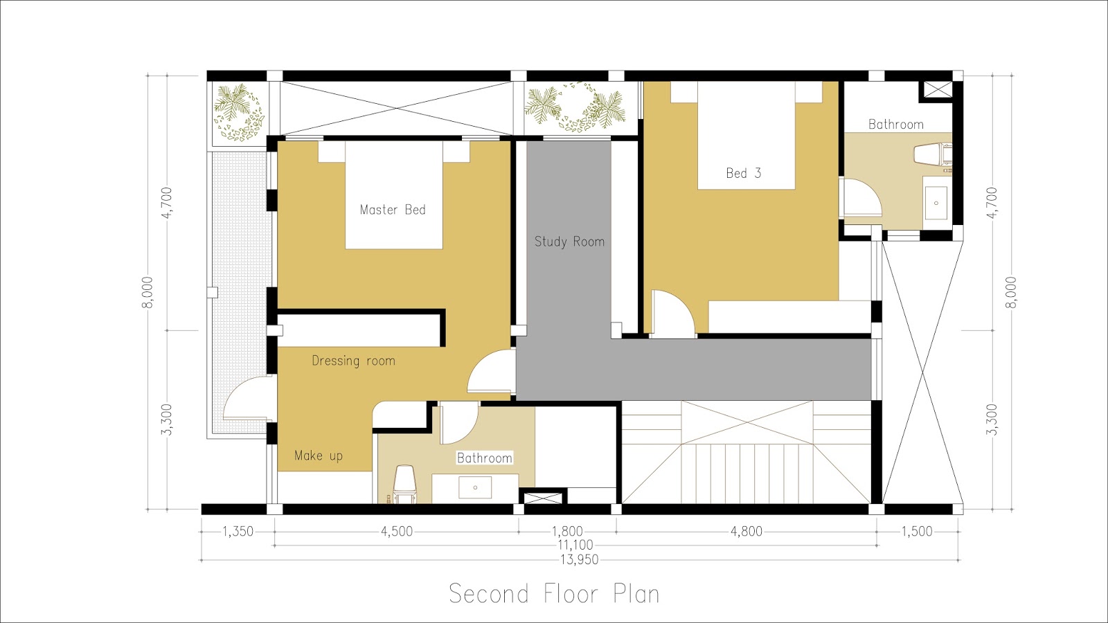 Sketchup House Plan 8x11m 4 Story Plan with 5 Bedroom - House Plan Map