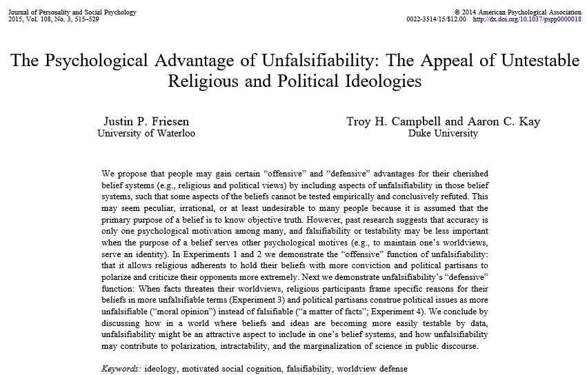 Making beliefs unfalsifiable