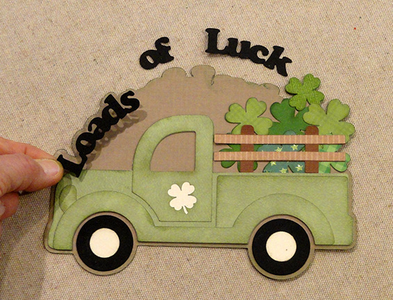 Needles 'n' Knowledge: Truck Loads of Luck Shaped 5x7 Card