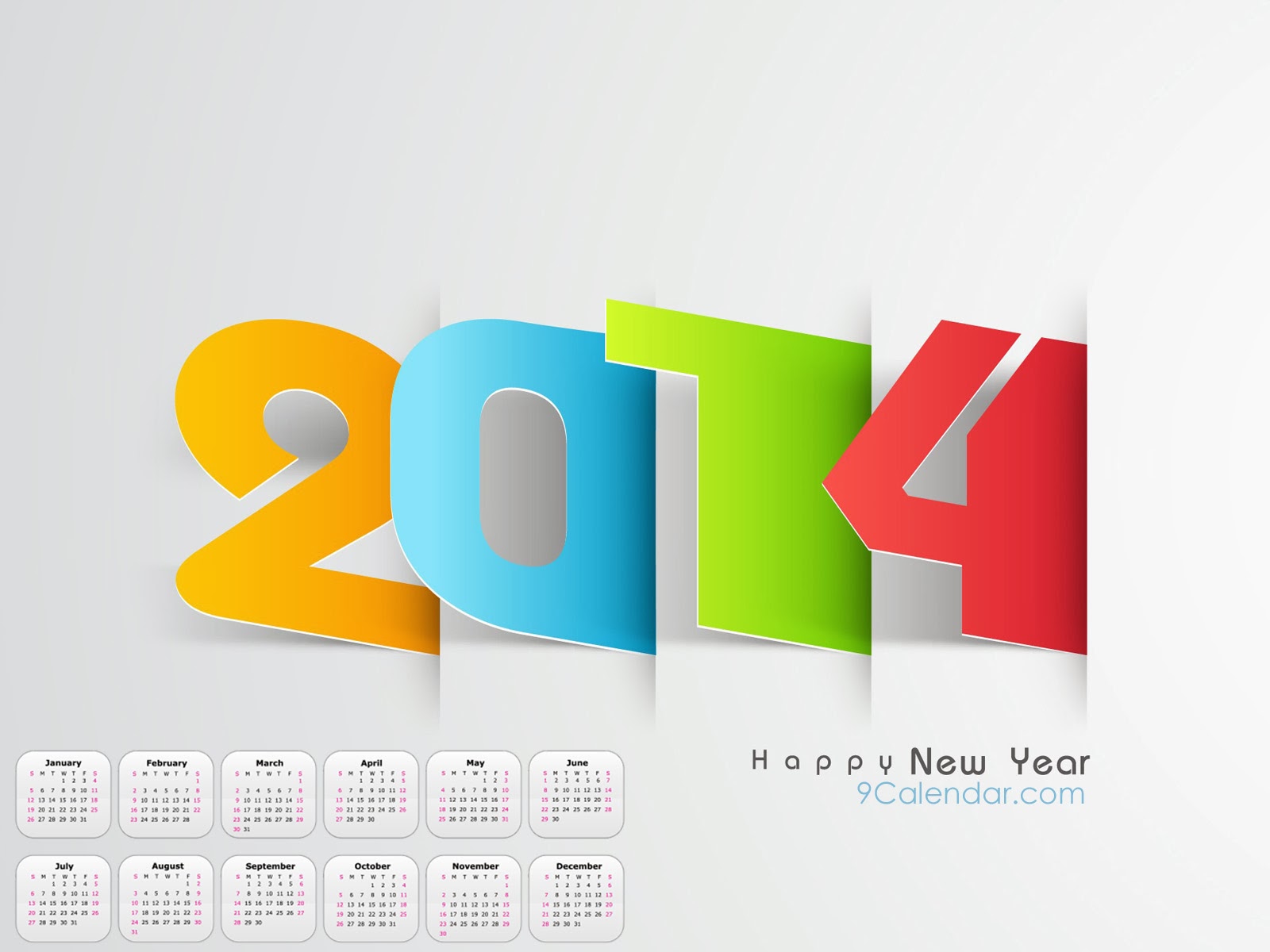2014 Calendar and Happy New Year for Wallpaper and Background ...