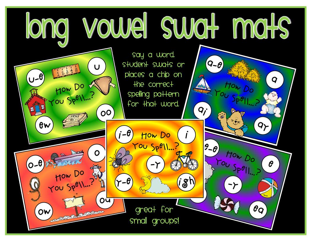 Clip Art by Carrie Teaching First: Long Vowel Spelling Swat Mats