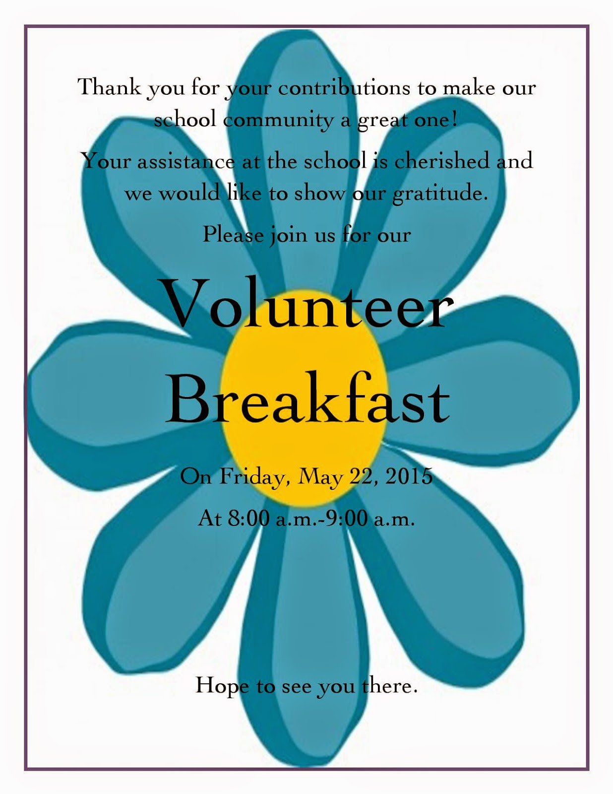 Our Class Is Fun 2015: Volunteer Breakfast