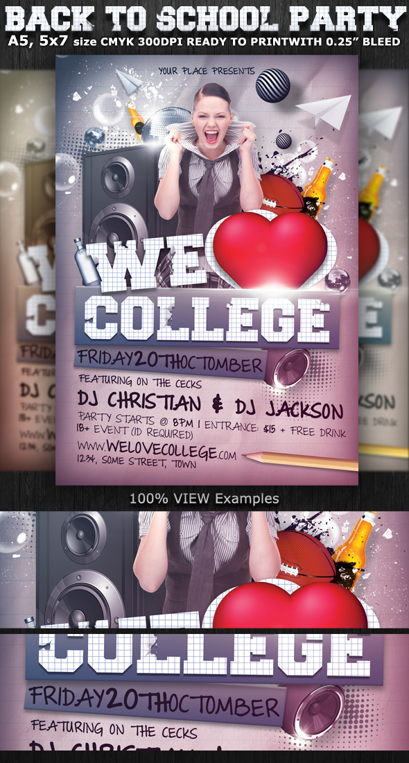 We Love College Party Flyer Template
