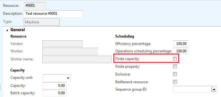 Dynamics AX 2012: Example of 'Finite capacity' on Resources in AX 2012