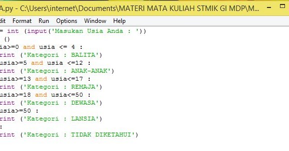 Program Usia Dalam Bahasa Pemograman Python