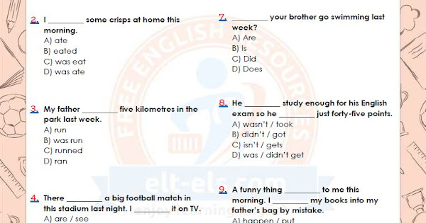 The simple past tense multiple choice test | www.elt-els.com